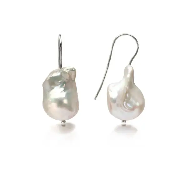 THE JEWELLERY STORE LONDON Sterling Silver Baroque Pearl Earrings - Silver/white