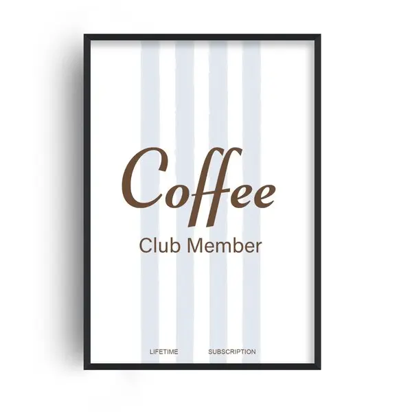 FANCLUB Blue / Brown Coffee Club Member Giclée Kitchen Art Print - Blue/brown