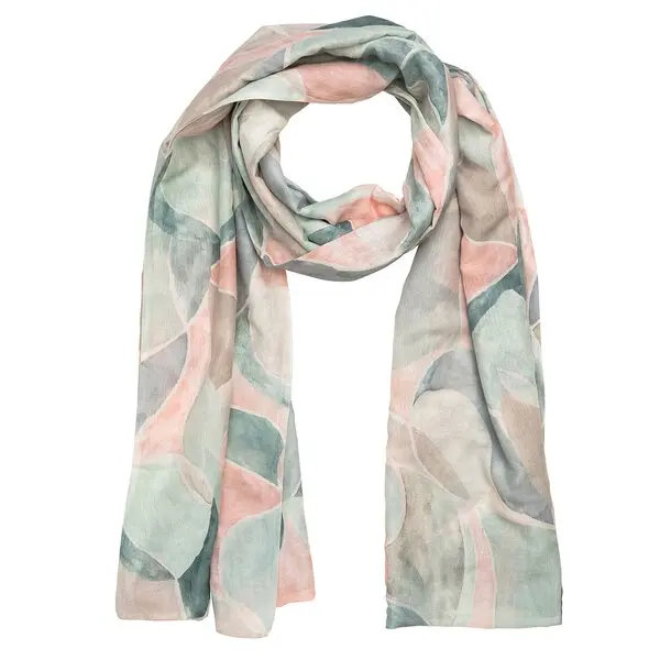 ALIE STREET LONDON Neutrals Miriam Silk Scarf Mosaic Pastels Print - Green