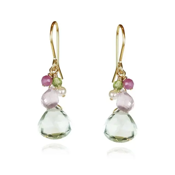 MOUNIR LONDON Amethyst Cluster Drop Earrings - Green