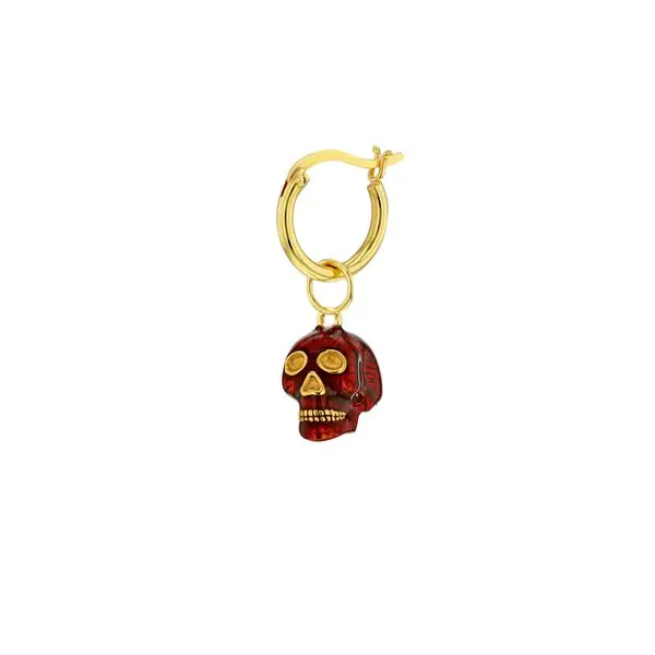 TRUE ROCKS Skull Hoop Earring - Gold/red
