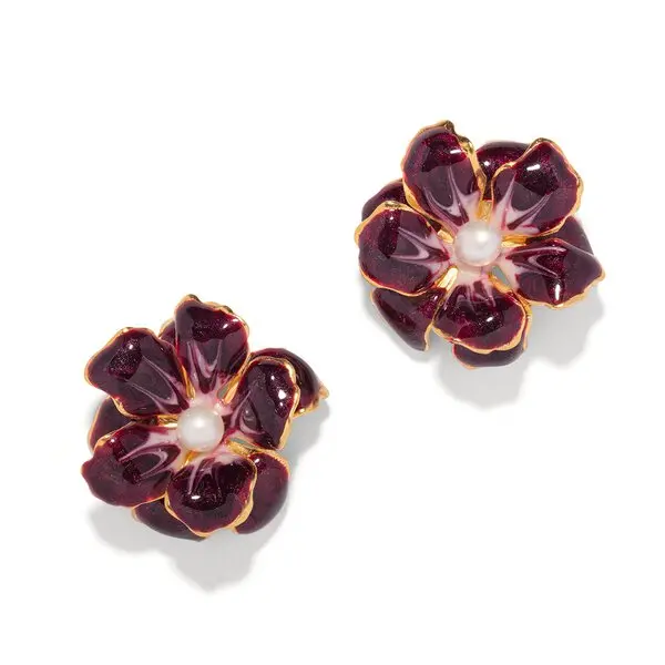 THE PINK REEF Floral Stud Earrings - Purple
