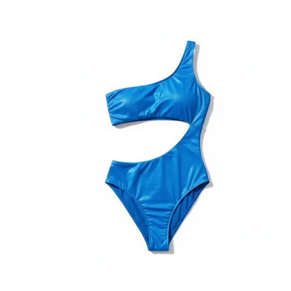 ALTRA VOLTA Metallic One-shoulder Cut-out One-piece Swimsuit - Blue