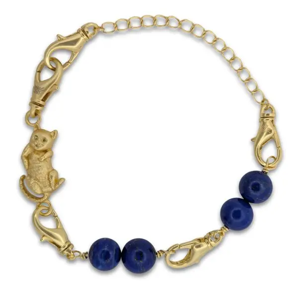 FRENVYRN Convertible Cat Charm Bracelet With Lapis Lazuli - Gold/blue