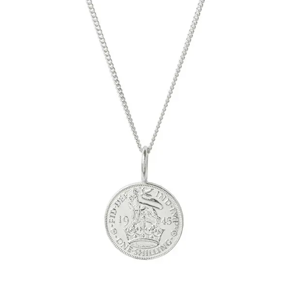 KATIE MULLALLY British Shilling Coin Charm Necklace - Silver