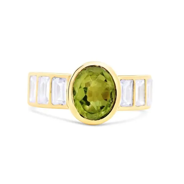 GEM BAZAAR JEWELLERY The Chloe Ring - Gold/green/white