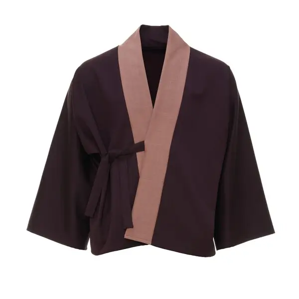 MOE Wool Jacket With Rose Collar - Red/pink