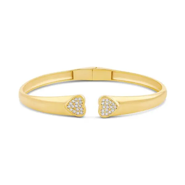 SHYMI Open Pave Heart Hinge Bangle - Gold