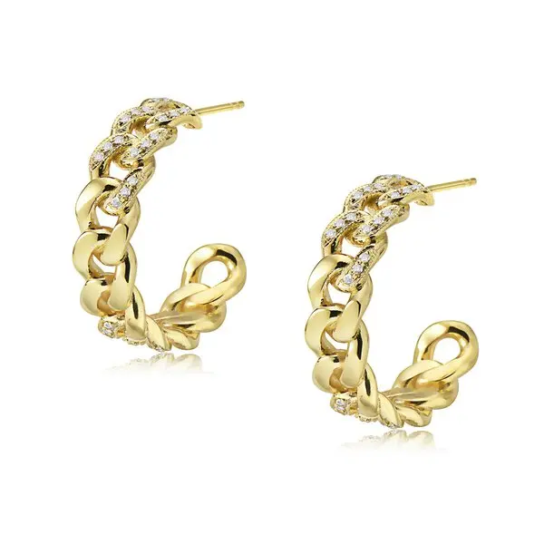 PREETI SANDHU Nicole Curb-chain Hoops With White Sapphires - Gold