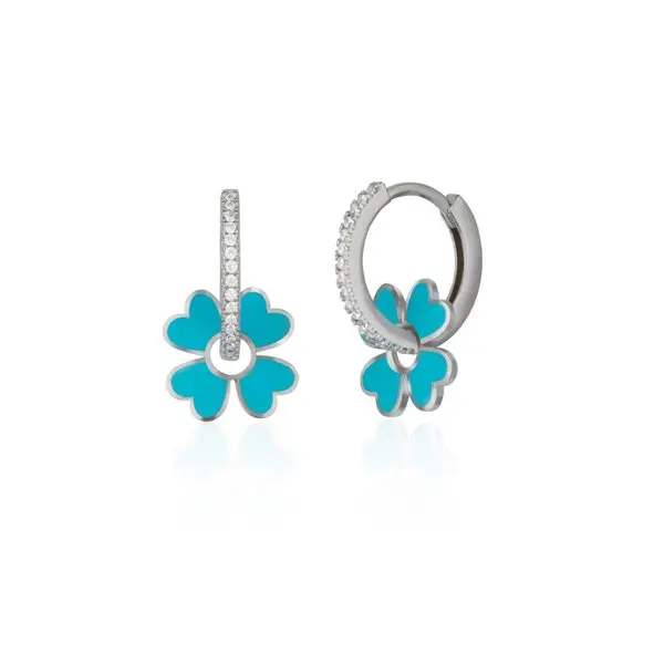 SPERO LONDON Sterling Enamel Clover Earrings - Silver