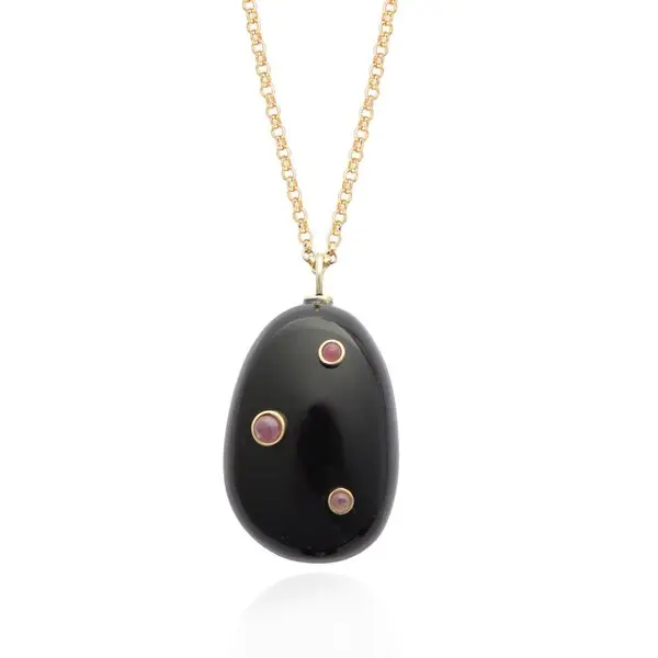 HYE JANE JEWELRY Large Pietra Onyx And Ruby Pendant Necklace - Black
