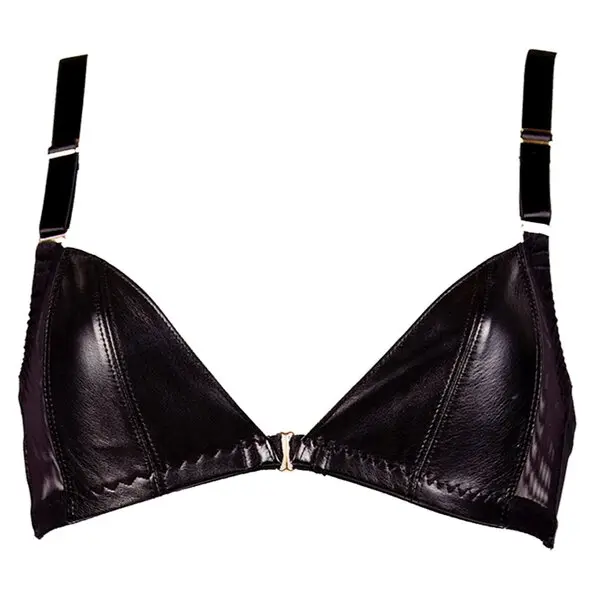 SOMETHING WICKED Montana Leather Soft Cup Triangle Bra - Black
