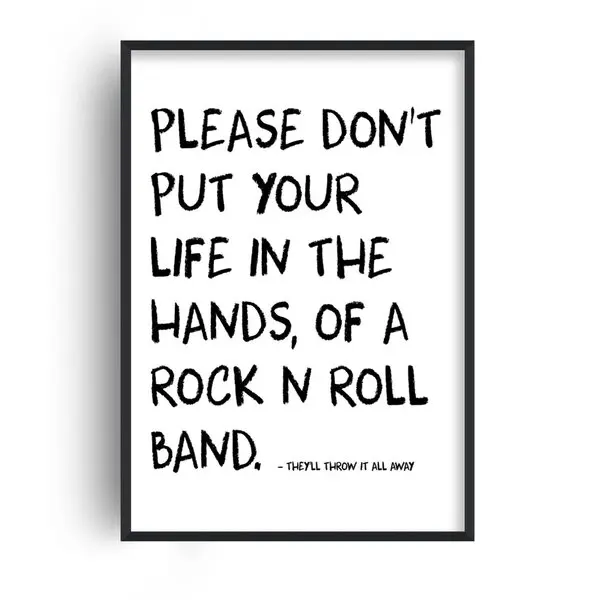 FANCLUB Black / White Rock N Roll Band Retro Giclée Art Print A2 - Black/white
