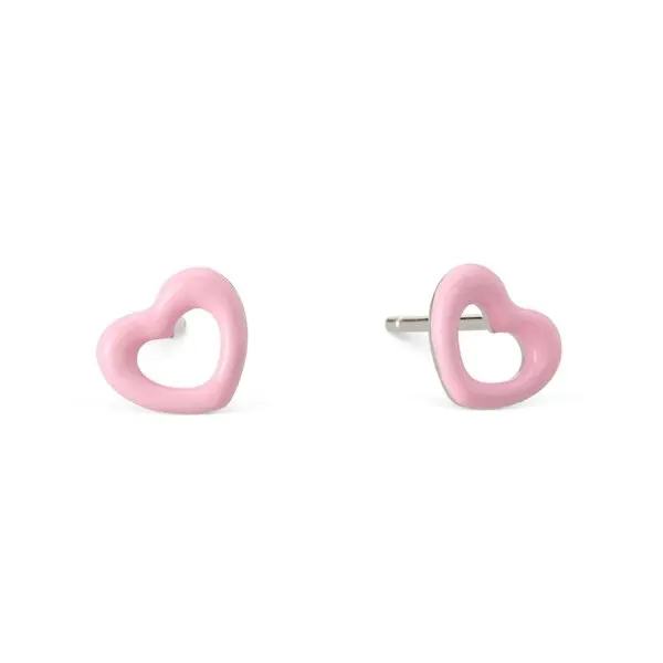 DOLCETTO DESIGNS Cometa Enamel Heart Stud - Silver
