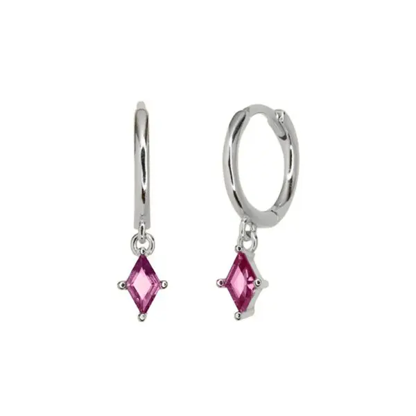 HARFI Ruby Dangle Hoop Earrings - Red/silver