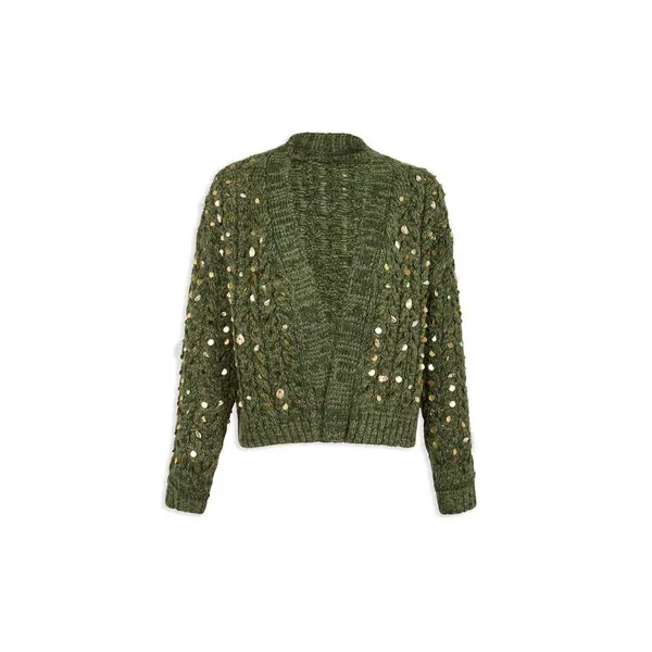 Saachi Cable Knit Cardigan - Green