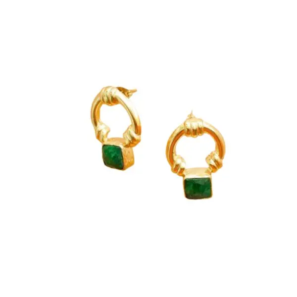 ROZ Zumra Emerald Stud Earrings - Green/yellow