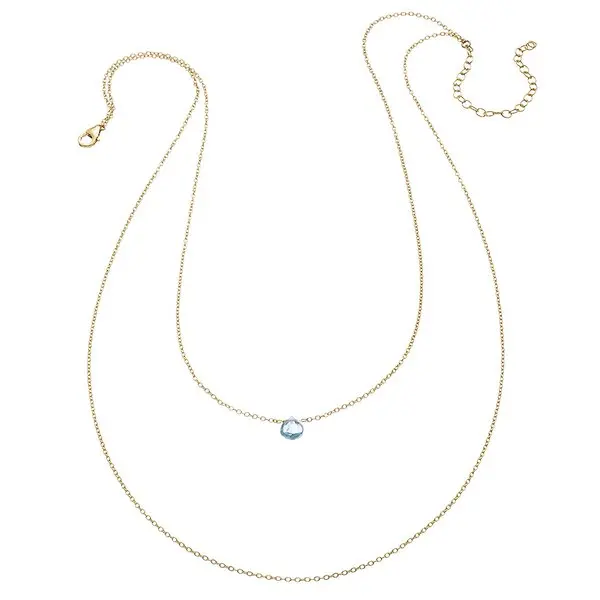 HEATHER HAWKINS Tiny Gemstone Drape Necklace - Blue