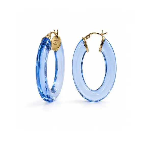 GOLD & HONEY Flat Oval Hoop Earrings - Blue/gold