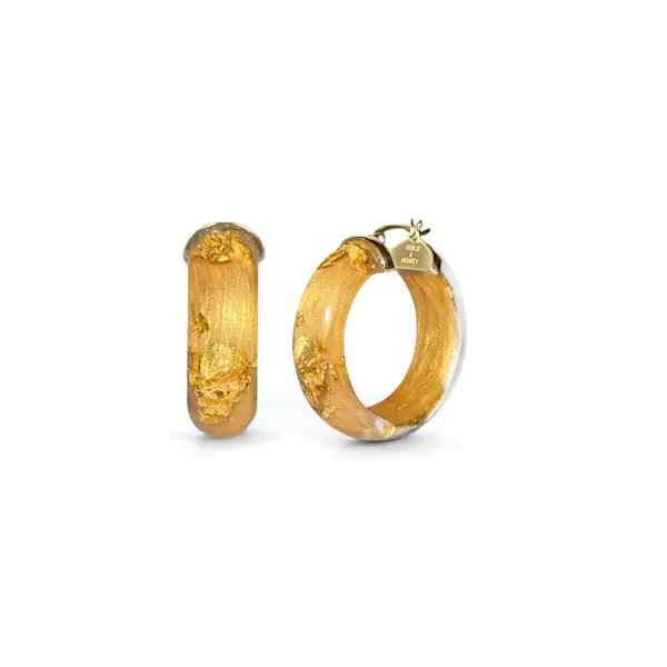 GOLD & HONEY 24k Leaf Huggie Hoop Earrings - Gold