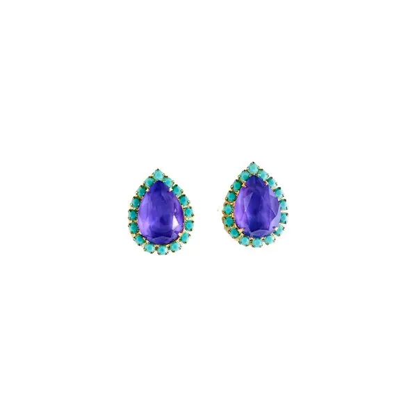 THE PINK REEF Pear Stud Earrings - Purple