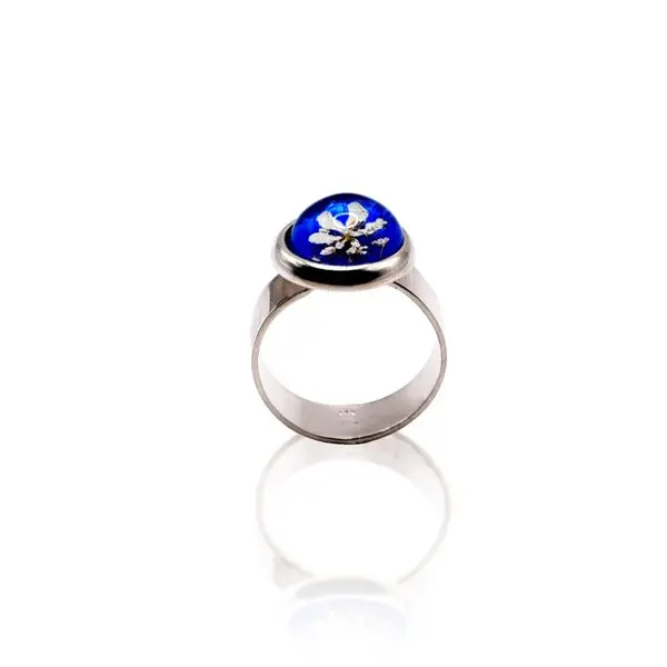 LAURA DAILI Queen Anne’s Lace Adjustable Ring - Blue/silver
