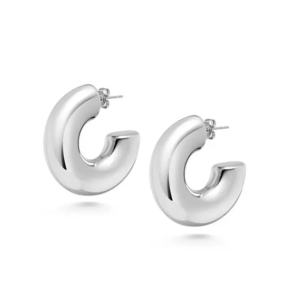 NIALAYA JEWELRY Chunky Tube Hoop Earrings - Silver