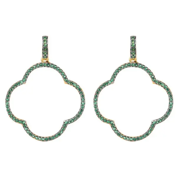 LATELITA Gold Plated Clover Drop Earrings - Gold/green