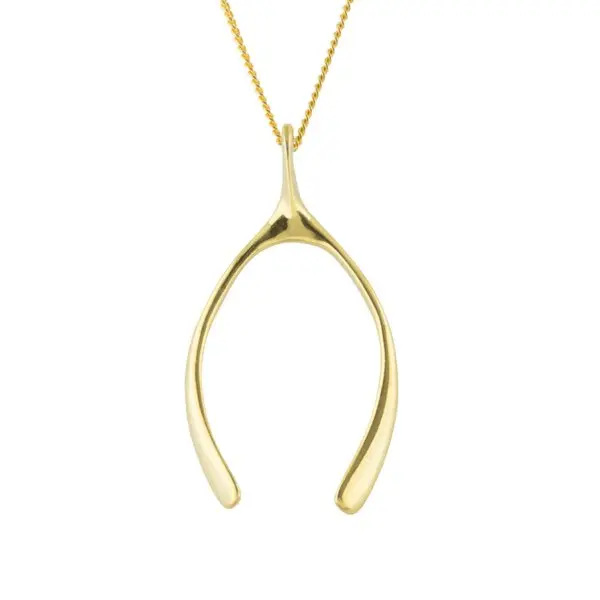 KATIE MULLALLY Wishbone Charm Necklace - Gold