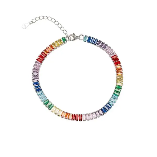 SPERO LONDON Sterling Rainbow Baguette Tennis Bracelet - Silver