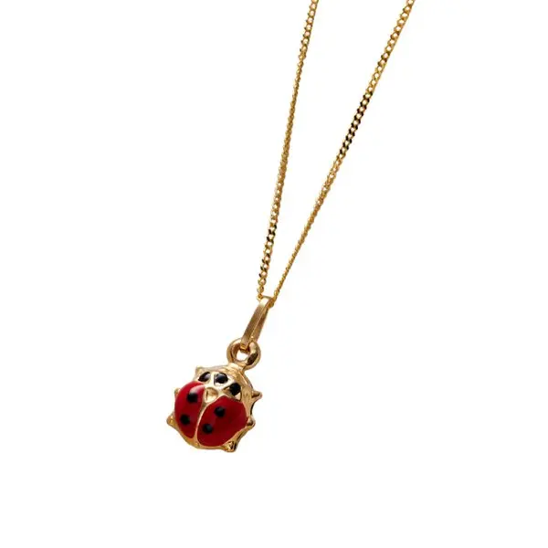 POSH TOTTY DESIGNS 9ct Enamel Ladybird Charm Necklace - Gold