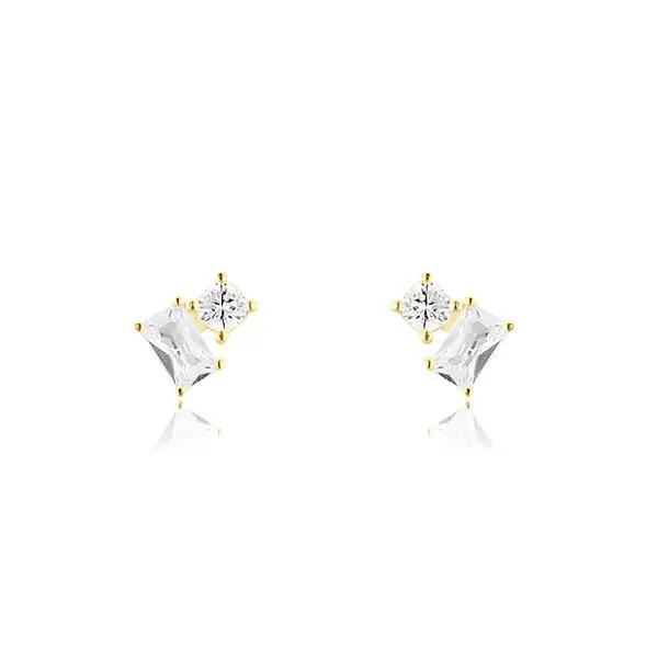 SHYMI Mini Two Stone Stud Earrings - Gold