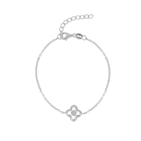 SPERO LONDON White Enamel Clover Bracelet - Silver