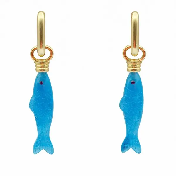 MICHAEL NASH JEWELRY Fish Turquoise Resin Drop Earrings - Blue