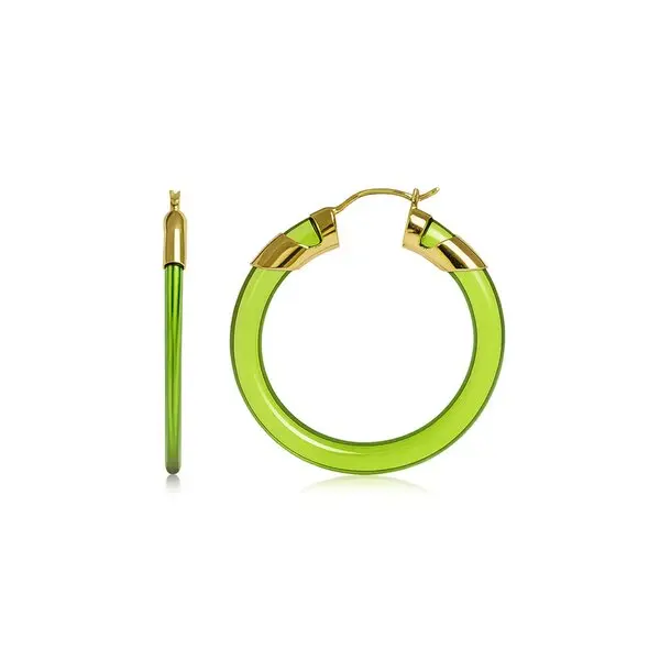 GOLD & HONEY Classic Flat Lucite Hoop Earrings With Peridot - Green/gold