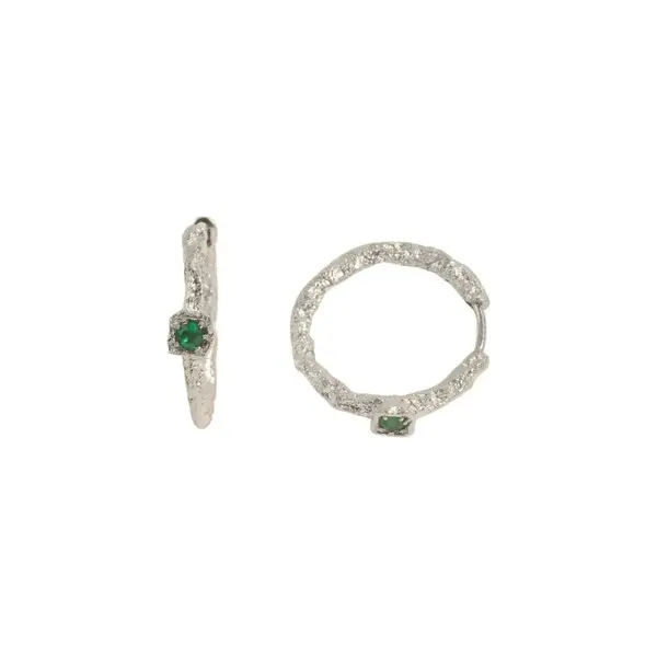 CLAIRE HILL DESIGNS Chalcedony Lichen Branch Medium Hoops - Silver
