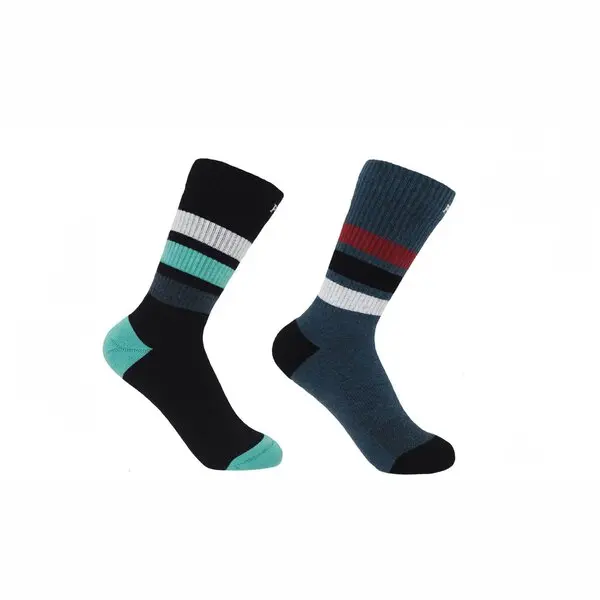 PEPER HAROW - MADE IN ENGLAND Striped Organic Sport Socks 2-pack - Black/blue