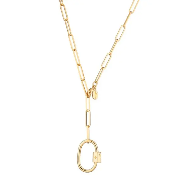 SCREAM PRETTY Oval Carabiner Long Link Chain Necklace - Gold