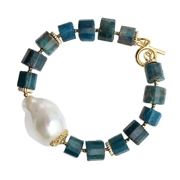 FARRA Apatite And Baroque Pearl Bracelet