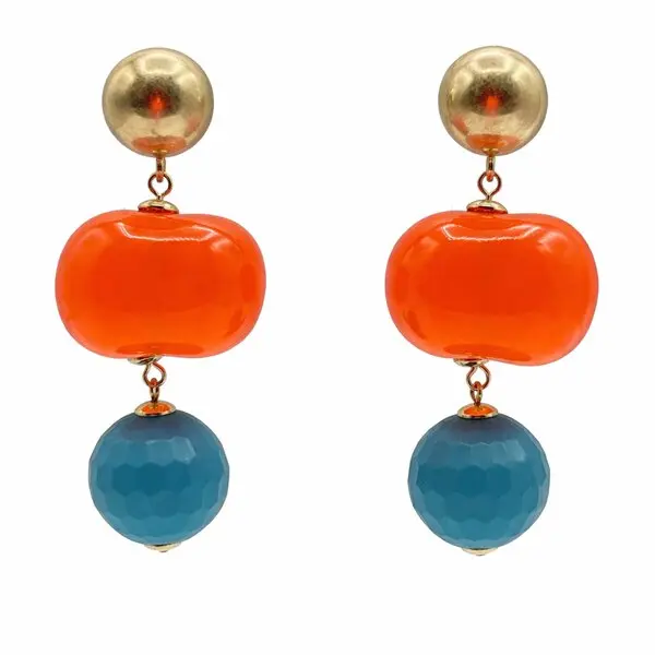 MICHAEL NASH JEWELRY Analise Triple Resin Pierced Earrings - Orange