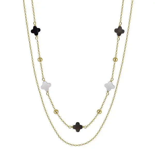 SHADED THE LABEL Roisin Shell Clover Layered Necklace - Gold