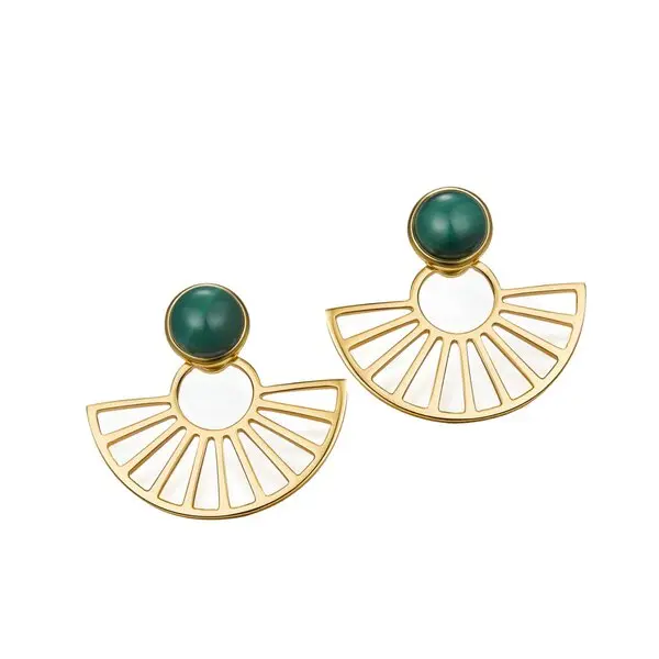 JANUS EDINBURGH Nefet Malachite Detachable Earrings - Gold