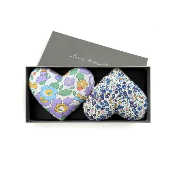 LIME TREE DESIGN Lavender Ladies Box Of Two Lavender Hearts Made With Liberty Fabric - Purple