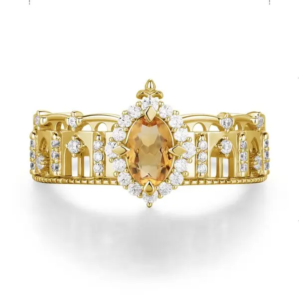 AZURA JEWELRY NEW YORK Alhambra Arcade Citrine Ring - Gold