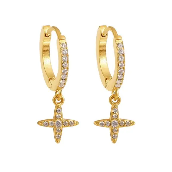 EVER JEWELLERY Striker Huggie Hoop Earrings - Gold
