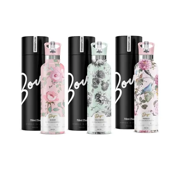 MY BOUGIE BOTTLE Romantic Trio Bottle Collection|floral & Toile Water Bottles - Pink