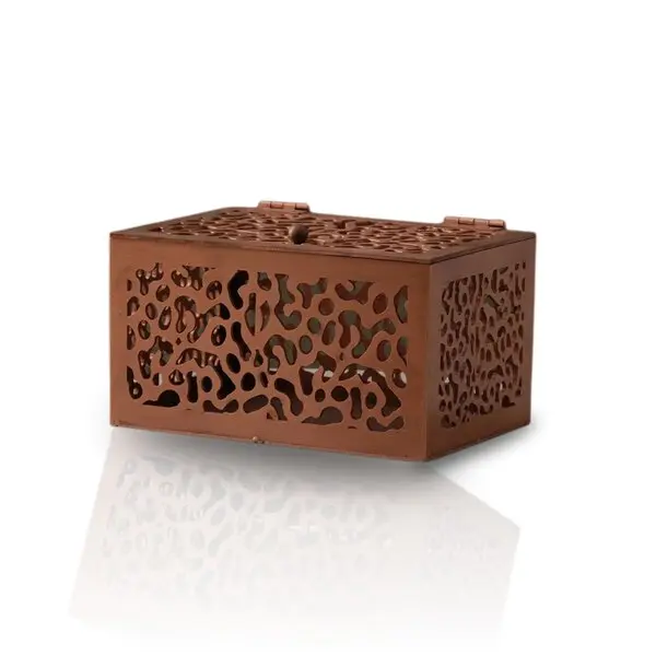 MARLETH Abstract Cut-out Brass Box – Copper Finish - Brown
