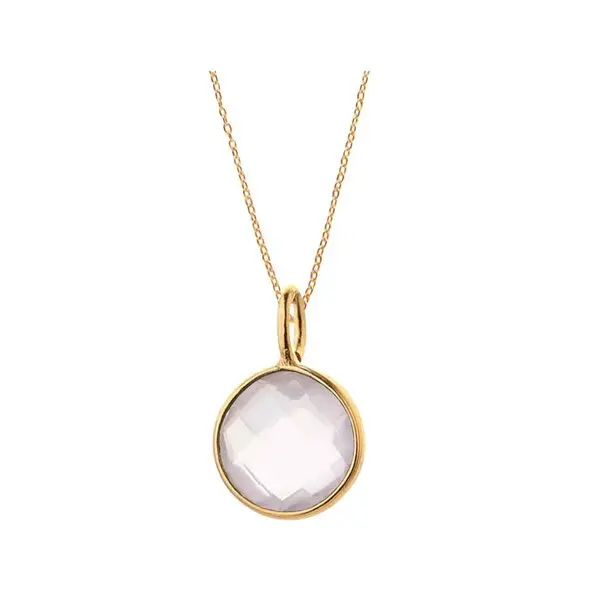 GODDESS CHARMS Rose Quartz Power Stone Necklace - Gold/grey
