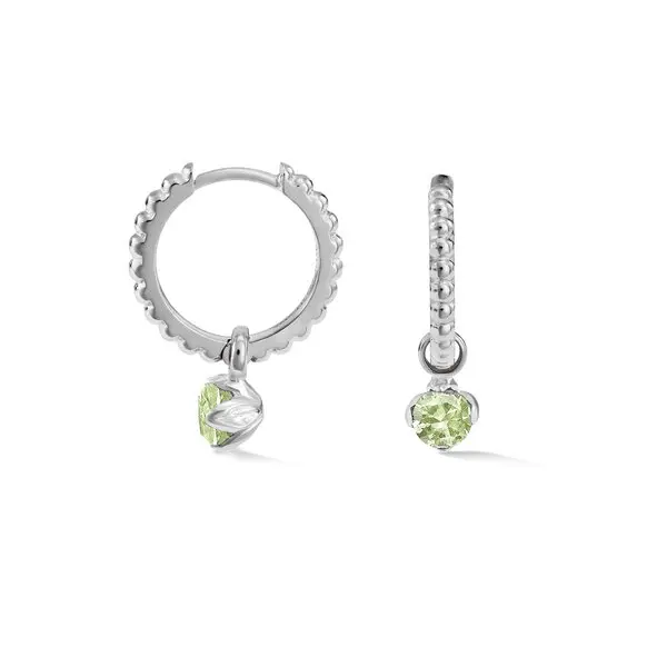 DOWER & HALL Peridot Charm Hoop Earrings - Silver