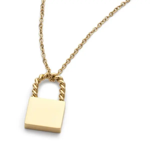 ELK & BLOOM Dainty Lock Pendant Necklace - Gold